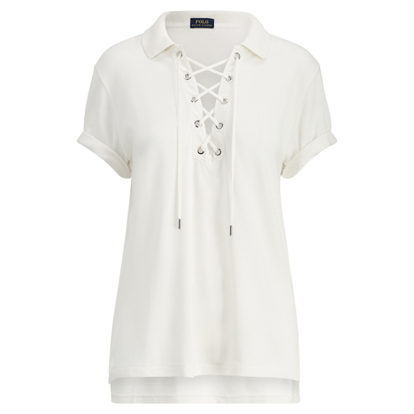 Lace-Up Mesh Boyfriend Polo voor dames | Ralph Lauren® NL
