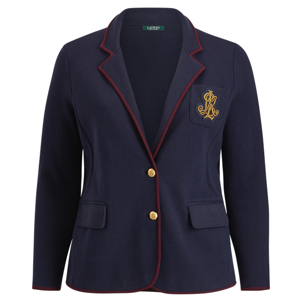 Rl Navy/Red Sangria Bullion-Crest Sweater Blazer Lauren Woman 1