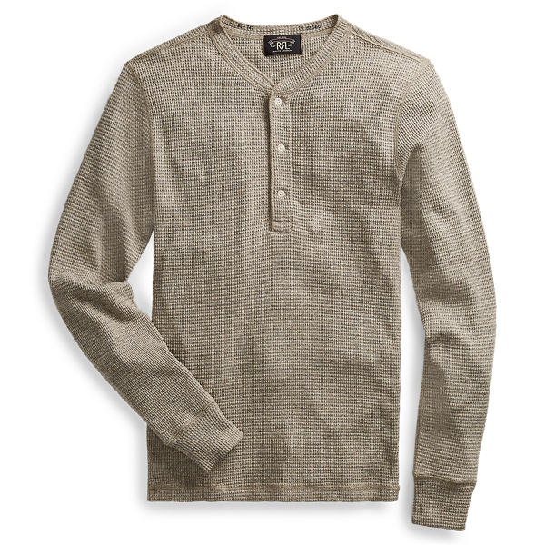 Waffle-Knit Cotton Henley