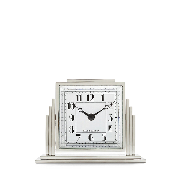 Silver Art Deco Athena Clock Ralph Lauren Home 1