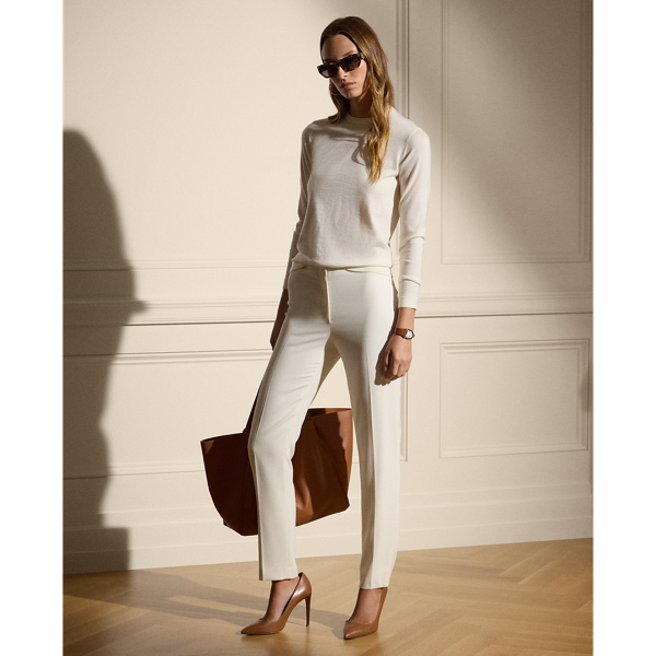 Cream Simone Wool Crepe Pant Ralph Lauren Collection 1