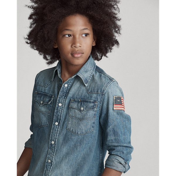 Cotton Denim Western Shirt for Children | Ralph Lauren® NL