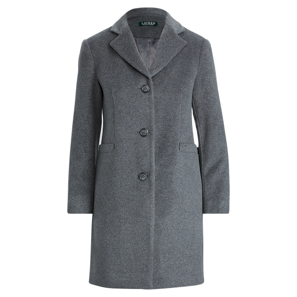 Df Grey Wool-Blend 3-Button Coat Lauren 1