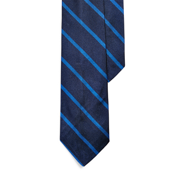 Navy/Royal Striped Silk Repp Narrow Tie Polo Ralph Lauren 1
