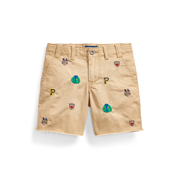 Embroidered Cotton Chino Short para rapazes | Ralph Lauren® PT