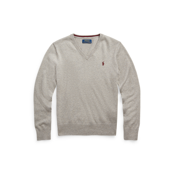 Cotton V-Neck Sweater para rapazes | Ralph Lauren® PT