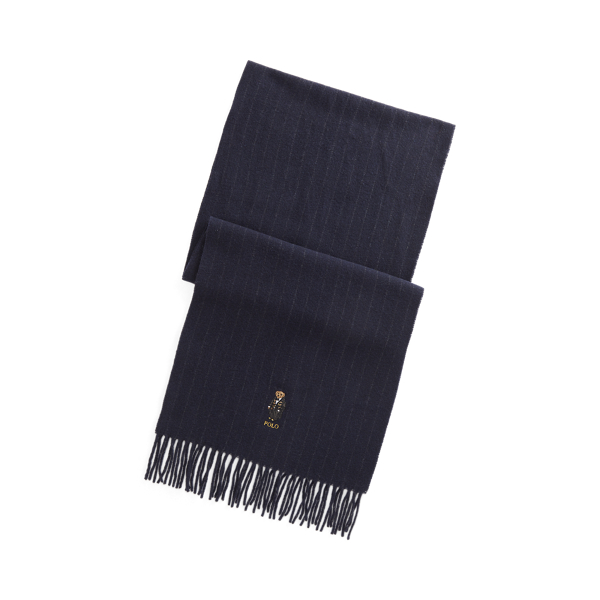 Polo Bear Pinstripe Wool-Cashmere Scarf for Men | Ralph Lauren® UK