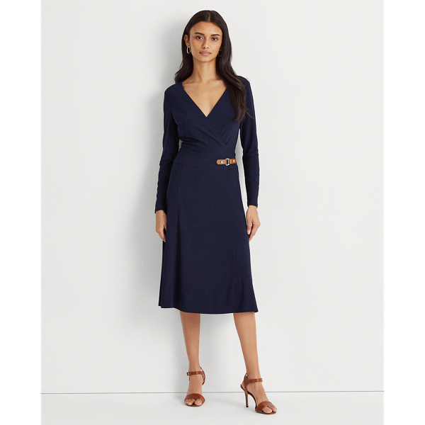 Lighthouse Navy Buckle-Trim Jersey Dress Lauren 1