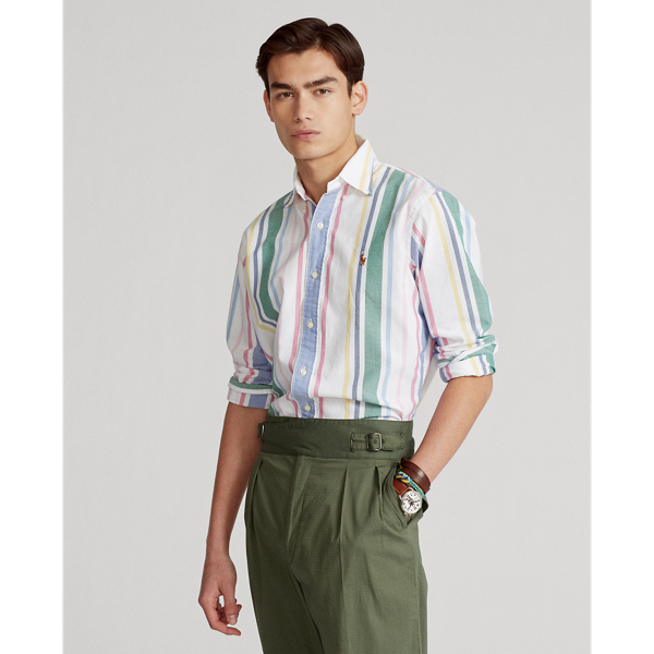 White Green Multi Classic Fit Striped Oxford Shirt Polo Ralph Lauren 1