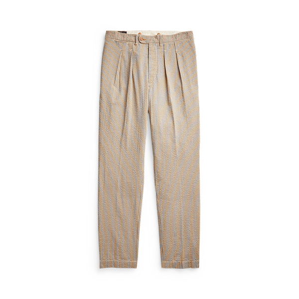 Slim Fit Pleated Seersucker Pant
