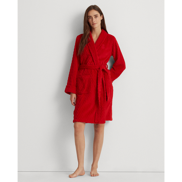 Red Shawl Collar Robe Lauren 1
