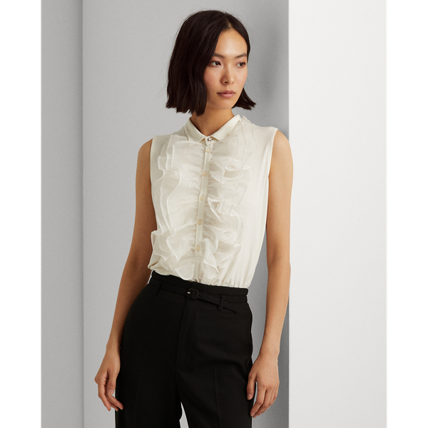 Ruffle-Trim Sleeveless Shirt Lauren 1