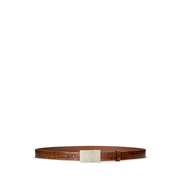 Engine-Turned Embossed Leather Belt for Women | Ralph Lauren® GY