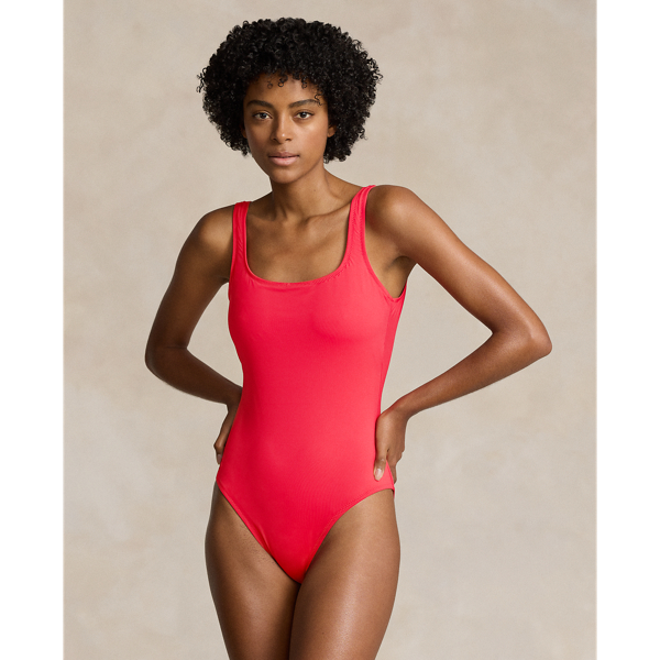 Cherry Red Scoopback One Piece Swimsuit Polo Ralph Lauren 1