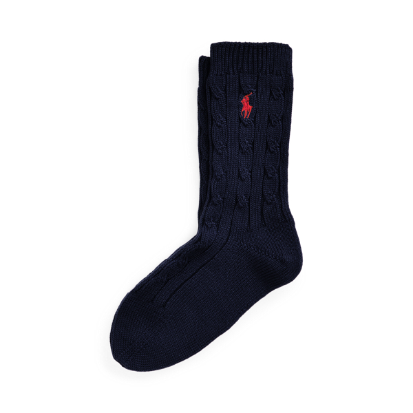 Navy Cable-Knit Cotton Crew Socks Polo Ralph Lauren 1