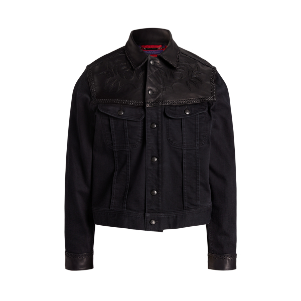 Leather-Yoke Stretch Denim Jacket for Men | Ralph Lauren® IN