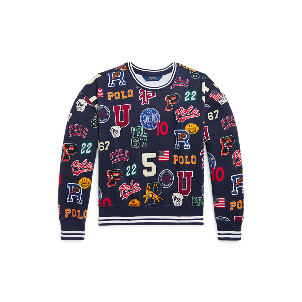 Collegiate-Print Fleece Sweatshirt