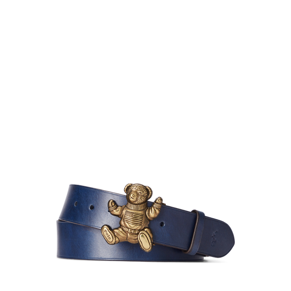 Navy/Brass Polo Bear Leather Belt Polo Ralph Lauren 1