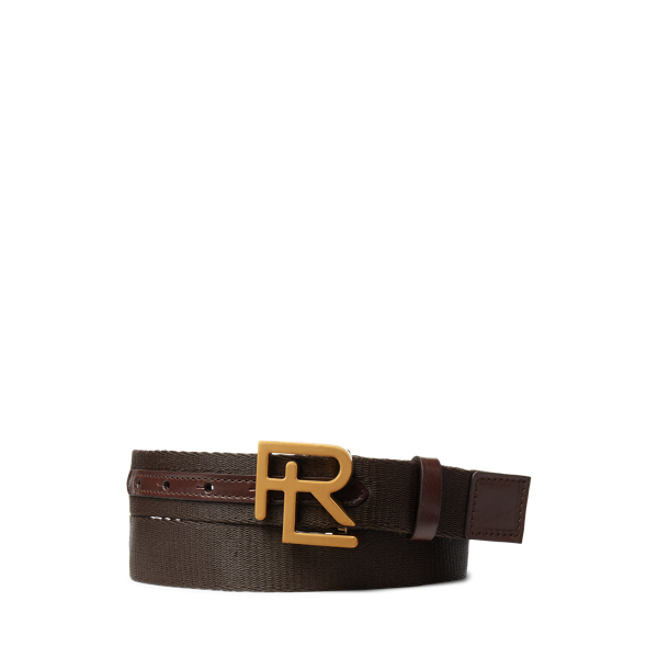 RL Leather-Trim Webbed Belt