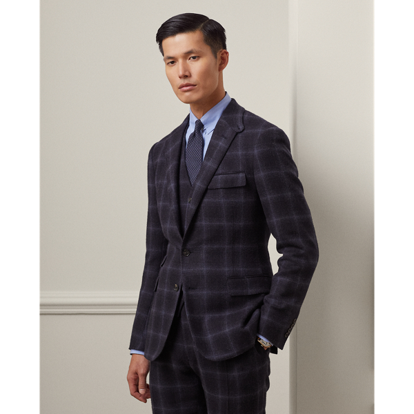 Kent Plaid Camel Hair Suit Jacket Purple Label 1