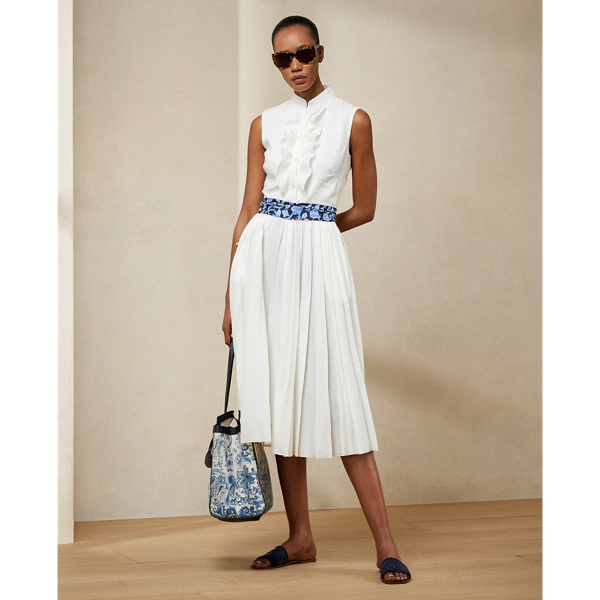 Roald Pleated Linen Sleeveless Day Dress for Women | Ralph Lauren® GY
