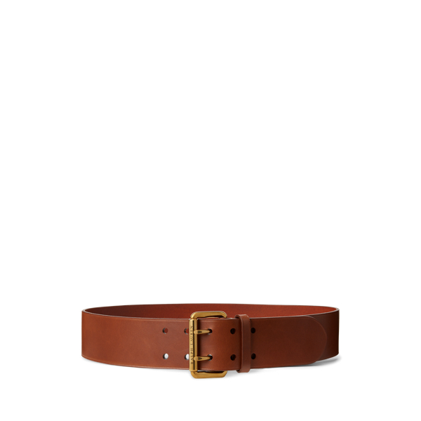 RL Gold Leather Double-Prong Belt Ralph Lauren Collection 1