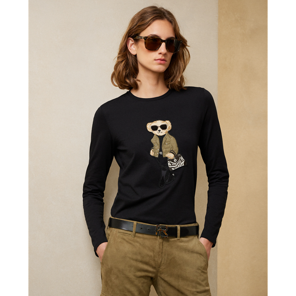 Langärmliges T-Shirt mit Utility Polo Bear für Damen | Ralph Lauren® DE