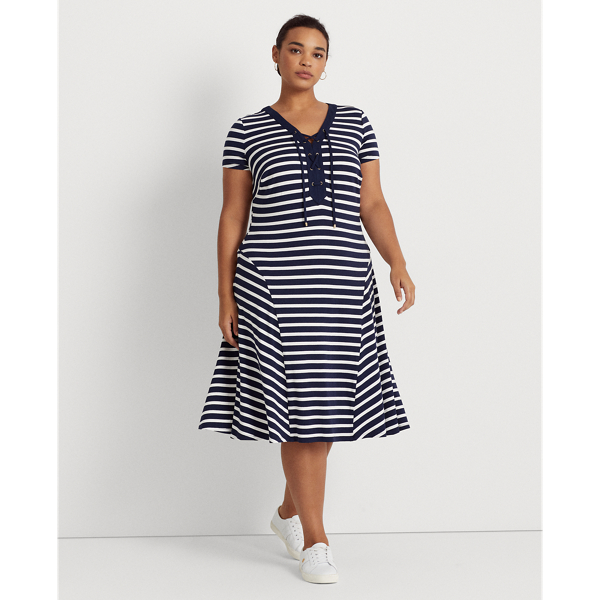 Striped Lace-Up Jersey Dress for Women | Ralph Lauren® UK