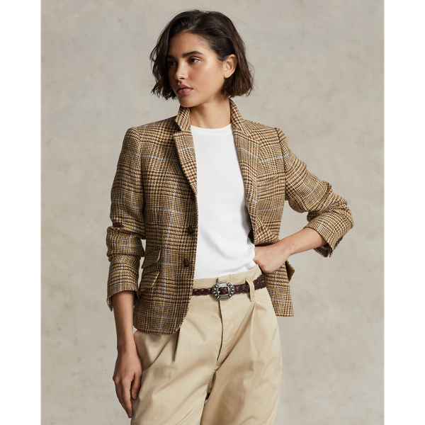 Glen Plaid Linen-Blend Blazer for Women | Ralph Lauren® UK