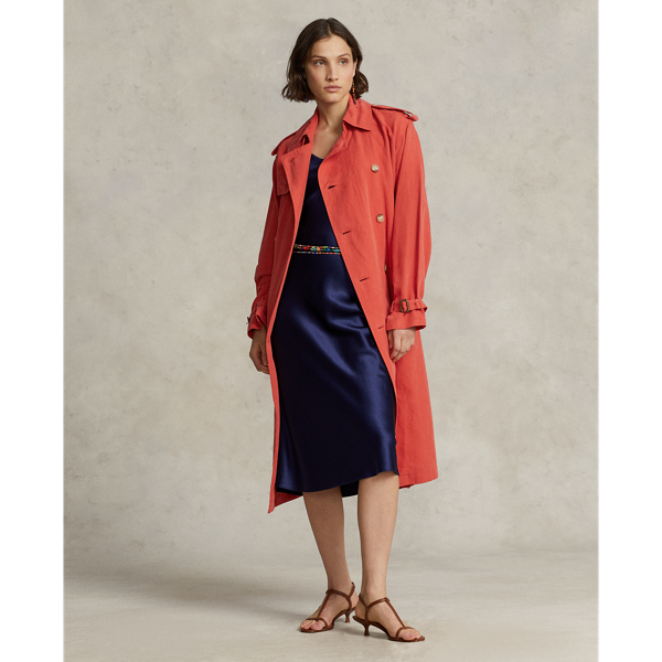 Kona Orange Silk-Blend Trench Coat Polo Ralph Lauren 1