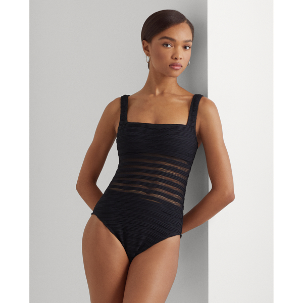 Mesh-Badeanzug mit eckigem Ausschnitt für Damen | Ralph Lauren® DE
