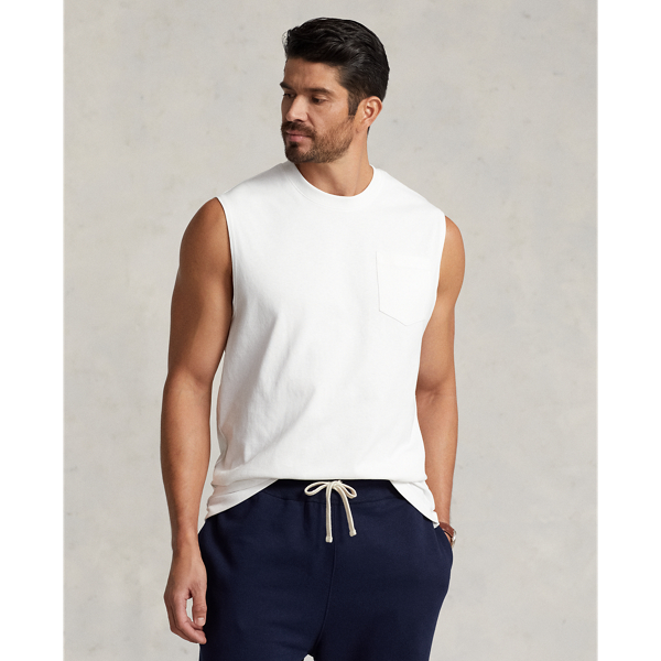 White Jersey Pocket Tank Big & Tall 1
