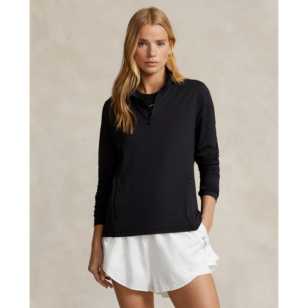 Polo Black Stretch Jersey Quarter-Zip Pullover RLX 1