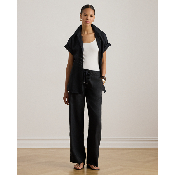 Calças de linho de perna larga para mulher | Ralph Lauren® PT