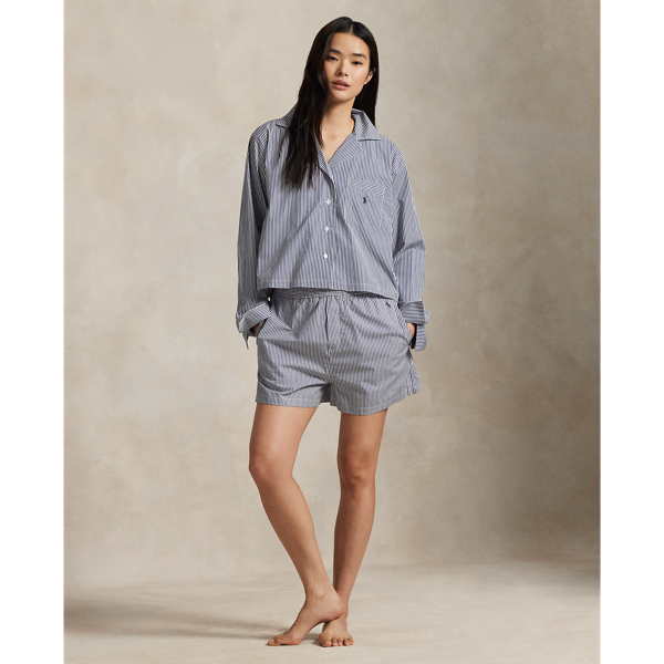 Pyjama chemise courte et short popeline pour femme | Ralph Lauren® BE