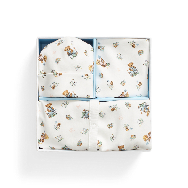 Coffret cadeau 3 pièces Polo Bear coton pour bébé bille | Ralph Lauren® BE