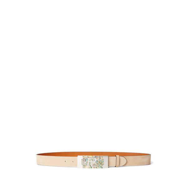 RL-Plaque Calf-Suede Belt | Ralph Lauren® Australia