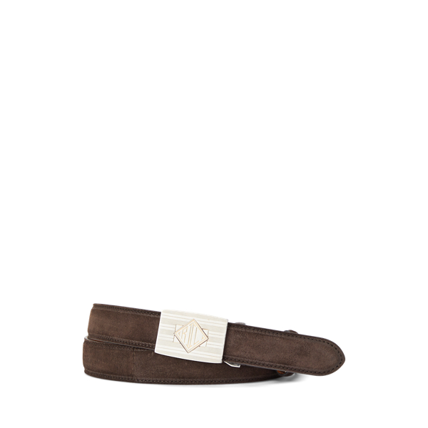 Monogram-Buckle Calf-Suede Belt for Men | Ralph Lauren® UK