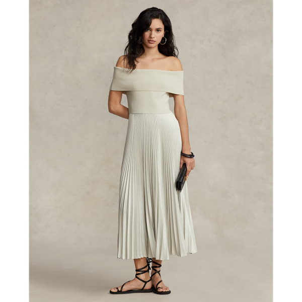 Hybrid Off-the-Shoulder Pleated Dress for Women | Ralph Lauren® UAE