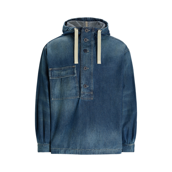 Denim Pullover Hooded Jacket