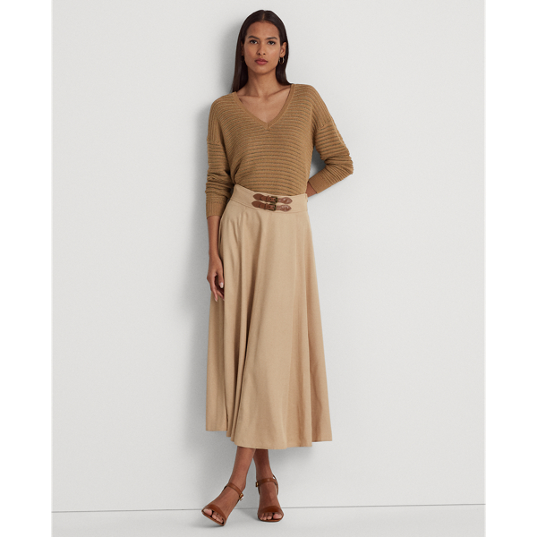 Buckle-Trim Twill A-Line Skirt | Ralph Lauren® Australia