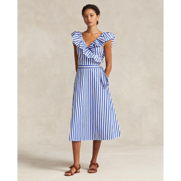 Striped Ruffled Cotton Wrap Dress | Ralph Lauren® Australia