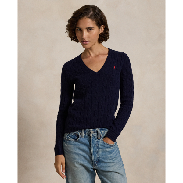 Cable-Knit Wool-Cashmere V-Neck Sweater Polo Ralph Lauren 1