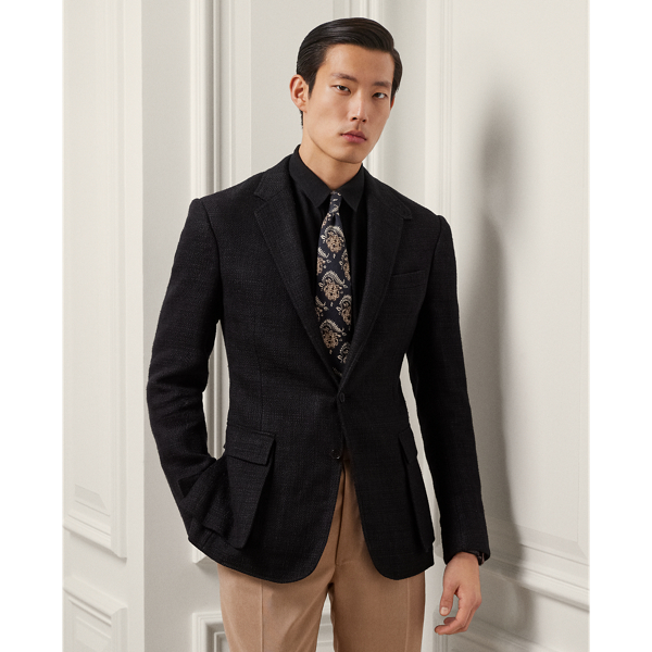 Black Kent Hand-Tailored Linen-Blend Jacket Purple Label 1