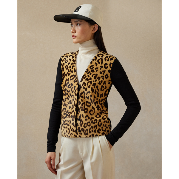 Leopard-Print Haircalf and Wool Cardigan | Ralph Lauren® Australia