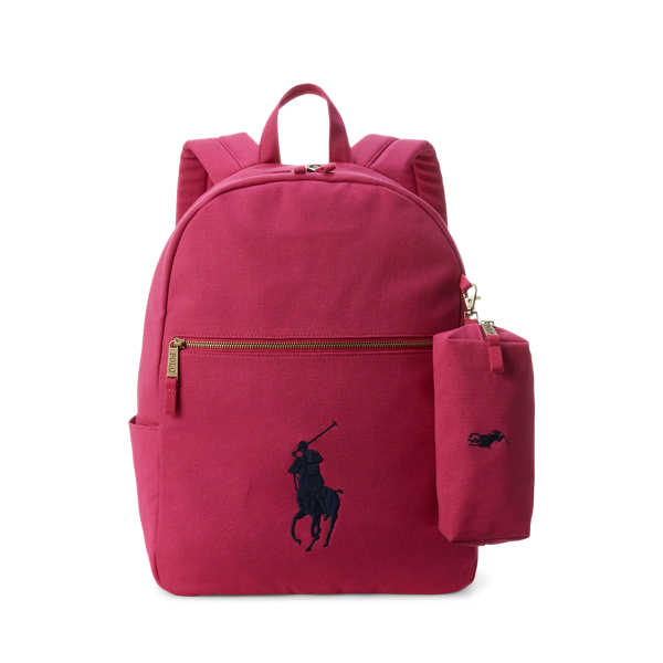 Preppy Pink Big Pony Canvas Large Backpack Girls for back to school ...