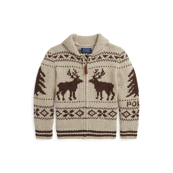 Pull zippé motif renne en laine mélangée pour garçons | Ralph Lauren® FR