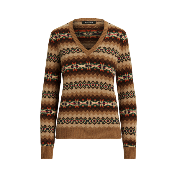 Pull col en V Fair Isle laine mélangée pour Women | Ralph Lauren® FR