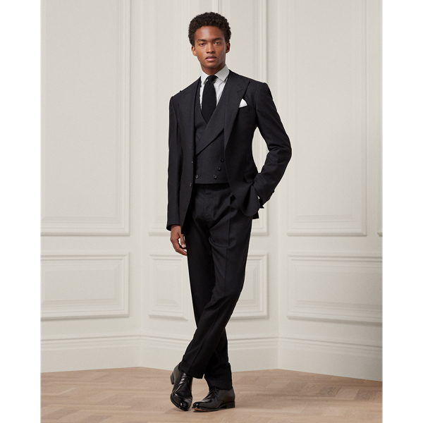 Black Kent Handmade Cashmere-Silk 3-Piece Suit Purple Label 1