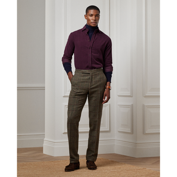 Loden Multi Gregory Hand-Tailored Plaid Suit Trouser Purple Label 1